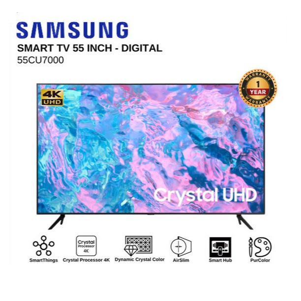 Jual LED TV Samsung UA 55CU7000 / UA55CU7000 Crystal UHD 4K Smart TV 55 Inch | Shopee Indonesia