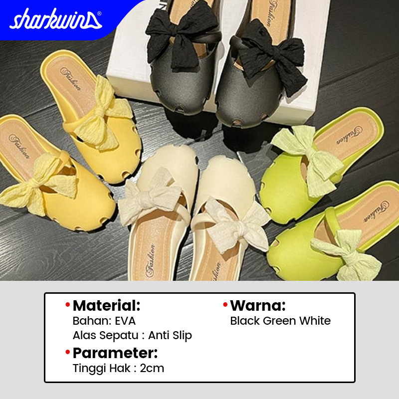 Jual Sharkwin Sepatu Sandal Flat Dengan Aksen Pita SF30405-1 / Sepatu ...