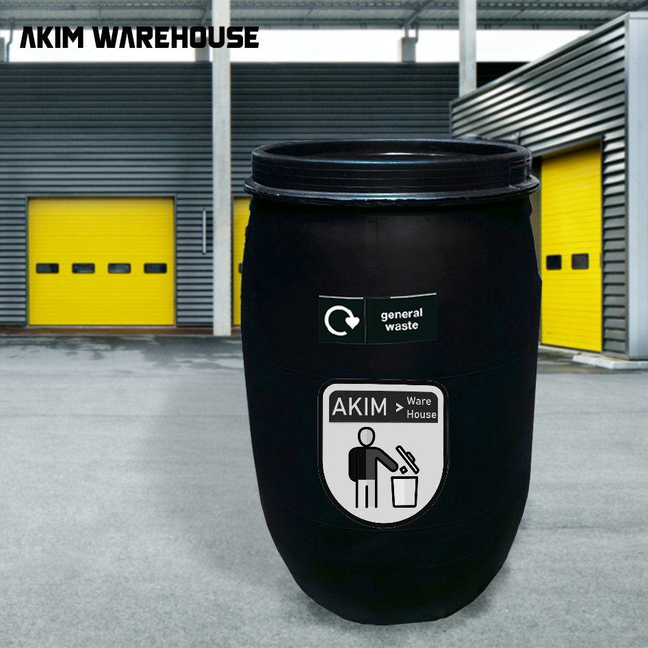 Jual Akim Barrel 60 Liter Tong Plastik Tong Sampah Dengan Bulat Hitam ...