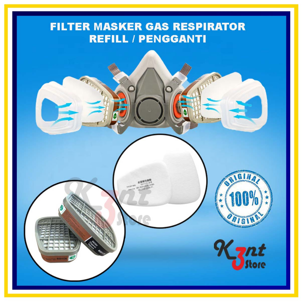 Jual Filter Masker Gas Respirator Organik Cartridge Gas Mask Filter ...