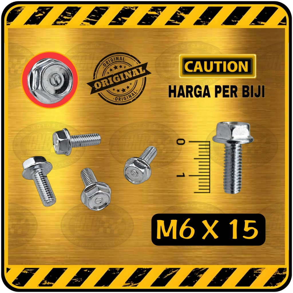 Jual Baut Flange Chrome ORI ORIGINAL M6 x 15 || M6x15 ( Baut Kunci 10 | Panjang 15 mm / 1,5 cm ...