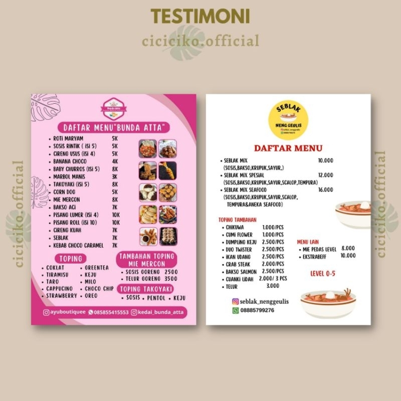 Jual Jasa Desain Menu | Price List | Daftar Menu | Shopee Indonesia