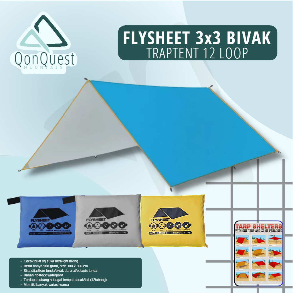 Jual flysheet 3x3 bivak traptrent - terpal tenda 3x3 - flysheet 3x3 ...