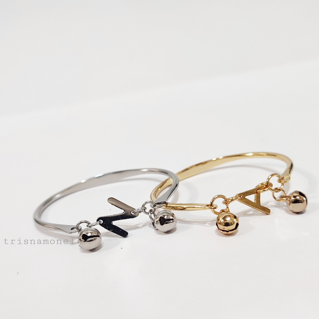 Jual ANAK SAMPAI DEWASA !!! gelang custom huruf mini gold dan silver ...