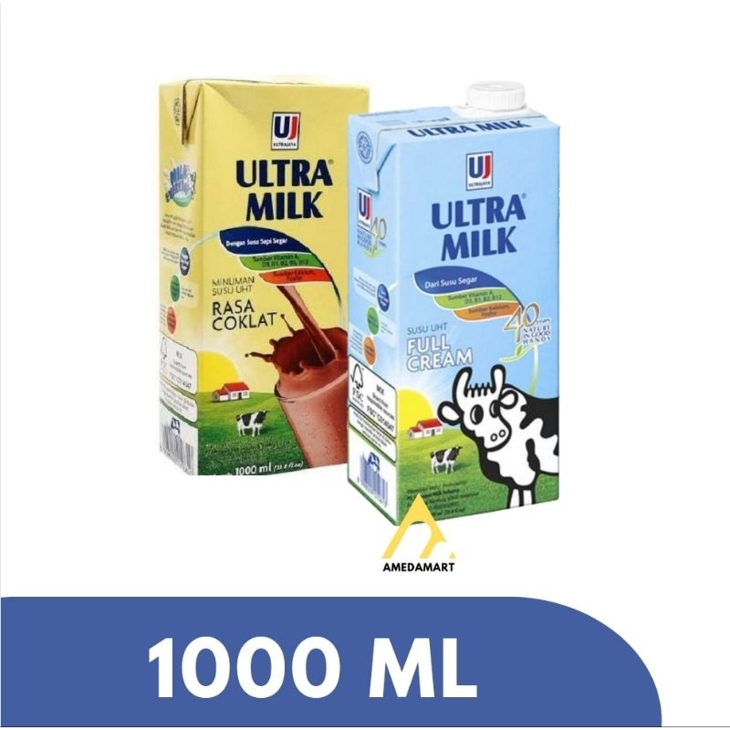 Jual Ultra Milk Plain Full Cream / Coklat 1000 ml [1 Liter] | Shopee ...