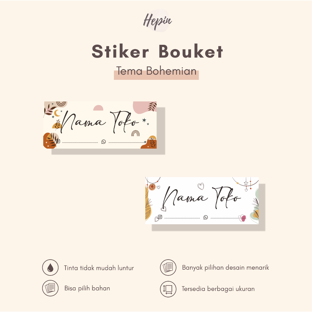 Jual (isi 90 pcs )murah cetak Sticker Buket Bunga tema BOHEMIAN/murah ...
