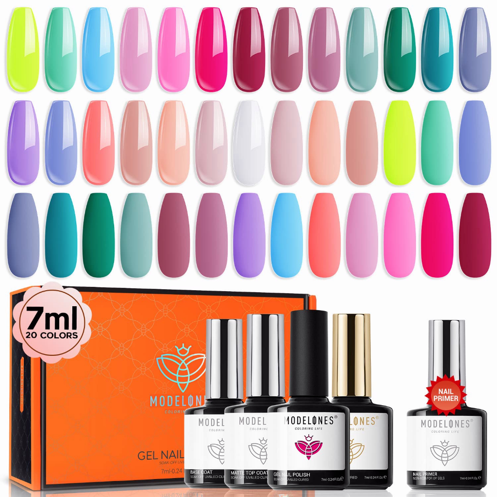 Jual Modelones Gel Nail Polish Kit 24Pcs Pastel Musim panas 20 Warna ...