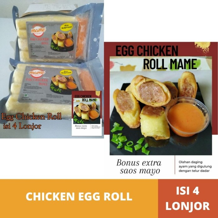 Jual EGG CHICKEN ROLL isi 4 Lonjor Jumbo Dimsum Mame Nugget Bento Frozen (Egg Roll / Eggroll ...