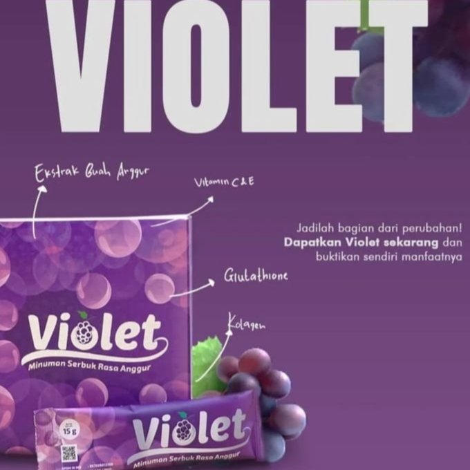 Jual VIOLET COLLAGEN DRINK MINUMAN SERBUK RASA ANGGUR 1 BOX ISI 6 SAHCET | Shopee Indonesia