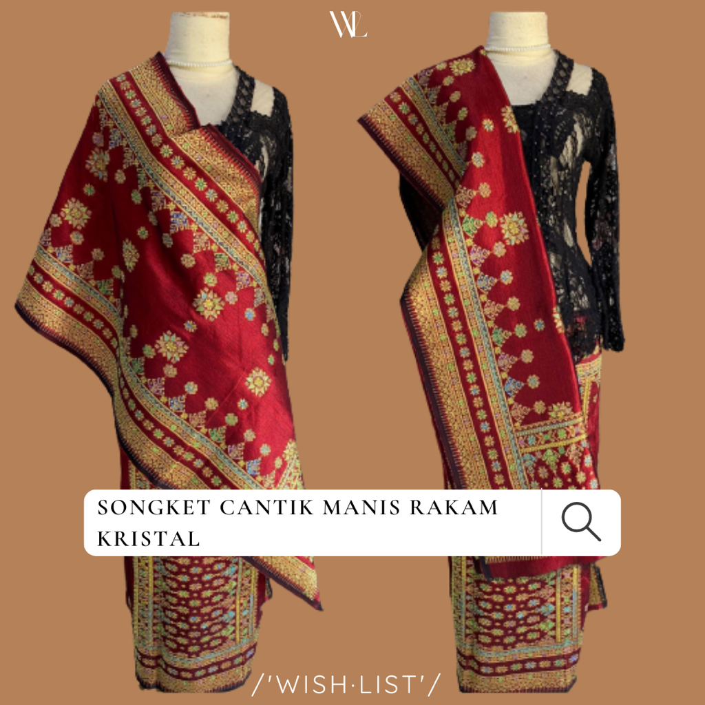 Jual Kain Tenun Tradisional CANTIK MANIS RAKAM KRISTAL Songket Kekinian Selendang Murah Ulos ...