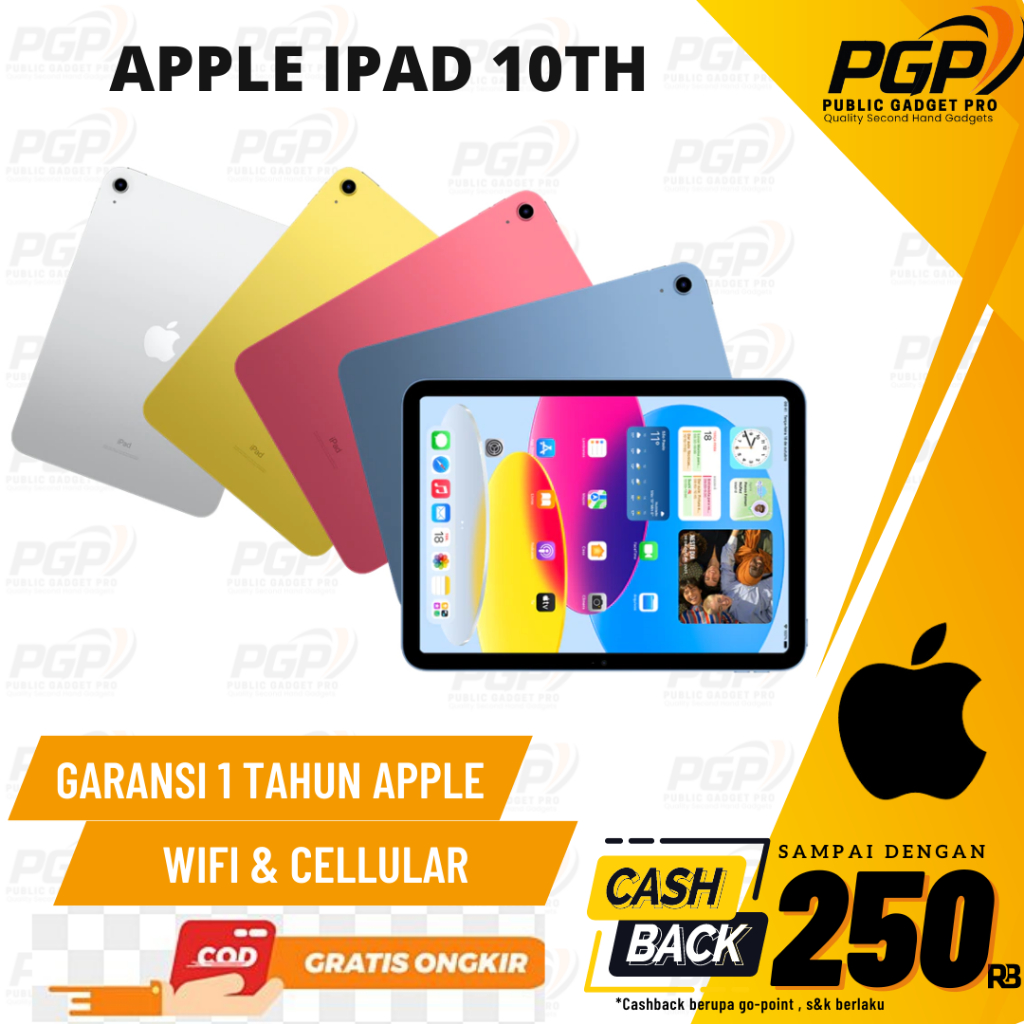 Jual Aple iPad 10 | Gen 10th 2022 256GB 64GB Wifi Cellular Garansi ...