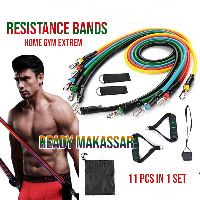 Jual TALI PEMBANTU FITNESS POWER RESISTANCE BANDS 11PCS SET TALI KARET ...