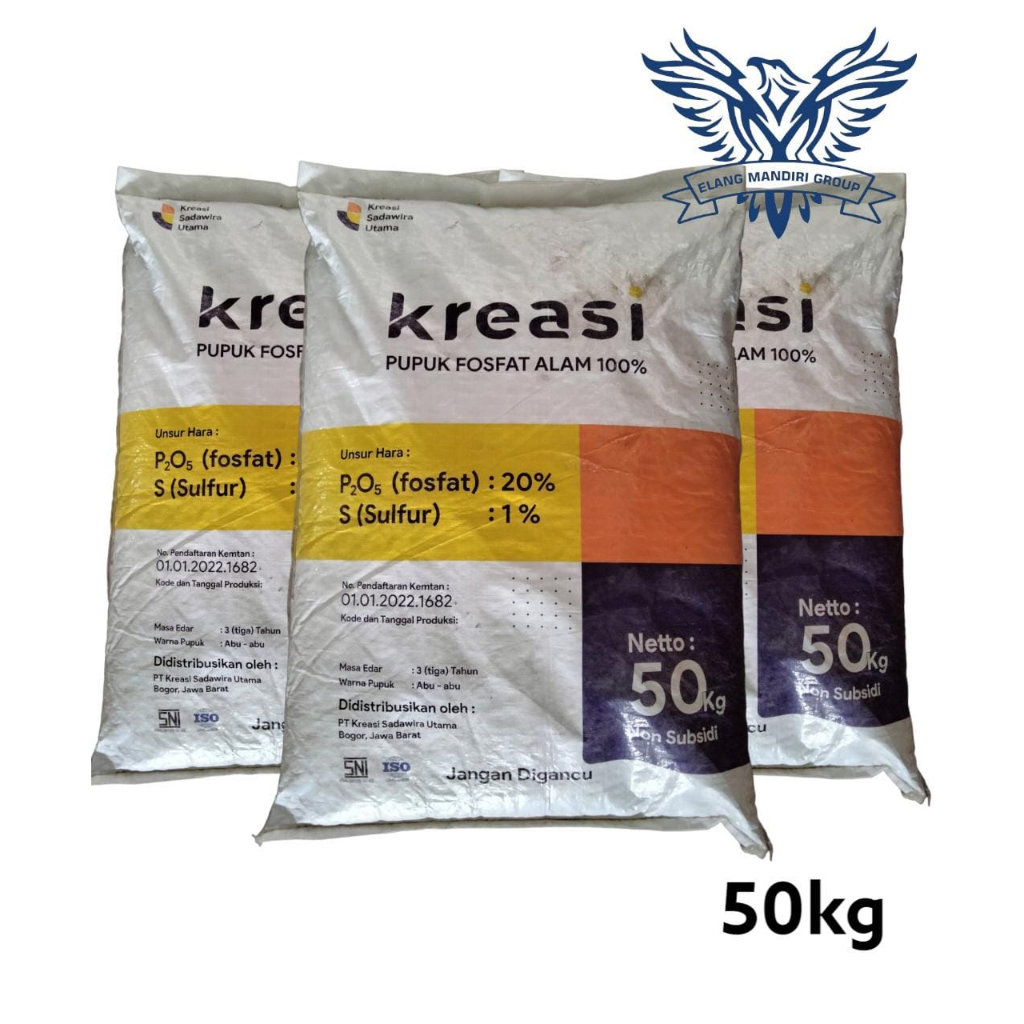 Jual KREASI 50 kg Pupuk FOSFAT ALAM 100% P2O5 (Fosfat ) 20% Mempercepat ...