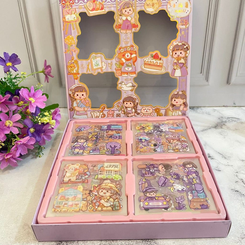 Jual Senmu sticker box 100 lembar - PINK BIRU KUNING UNGU - stiker ...