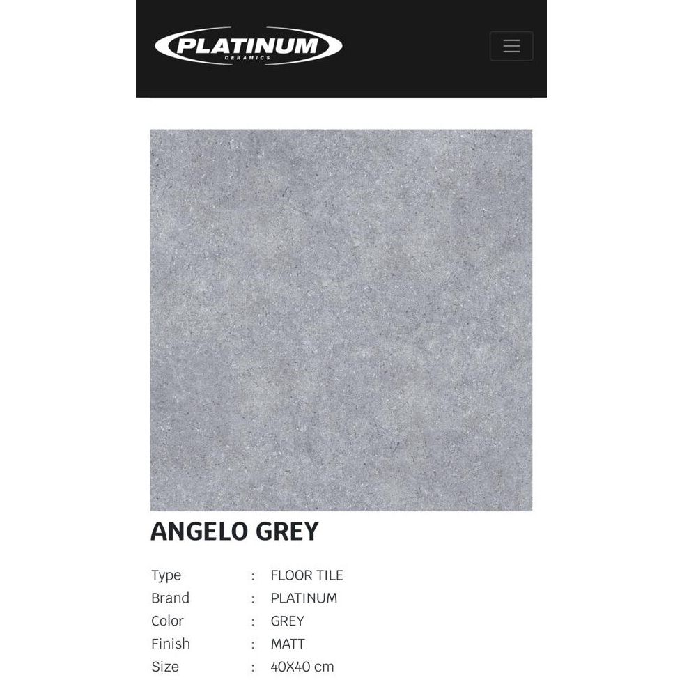 Jual KERAMIK LANTAI 40X40 PLATINUM ANGELO GREY MATT | Shopee Indonesia