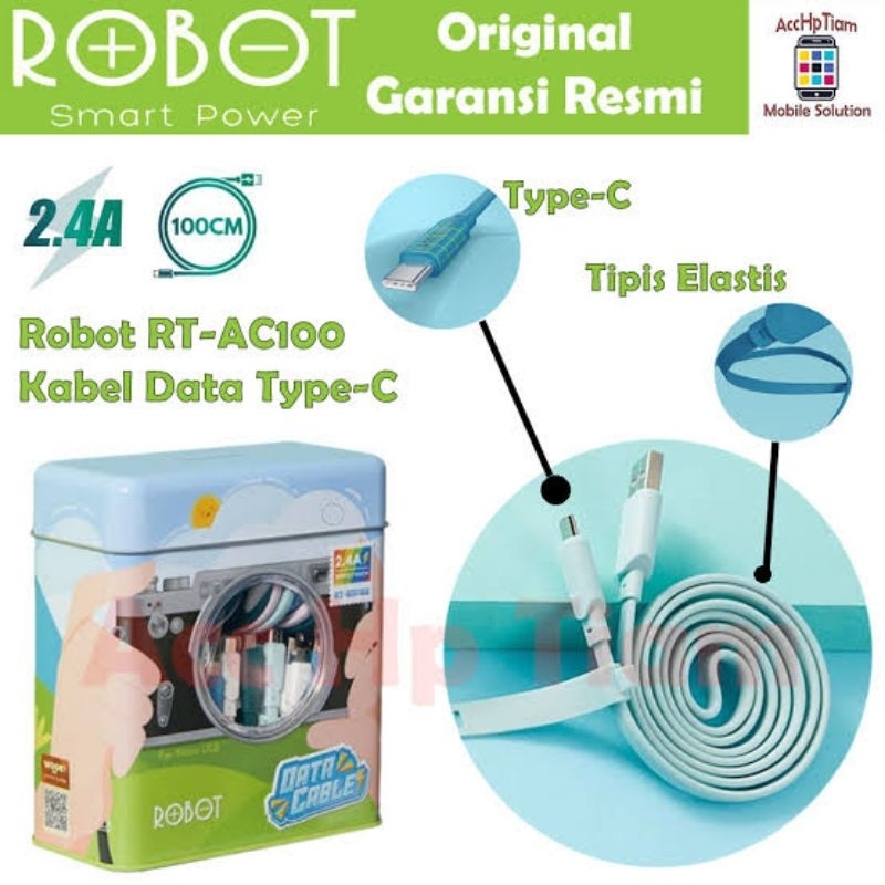 Jual KABEL DATA CAS CHARGER ROBOT RT AC100- TYPE C | Shopee Indonesia