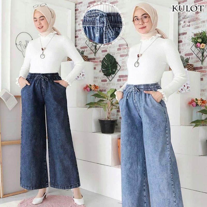 Jual KULOT JEANS JUMBO (M,L,XL,XXL,3L) SNOW TALI SERUT | KULOT LIPAT ...