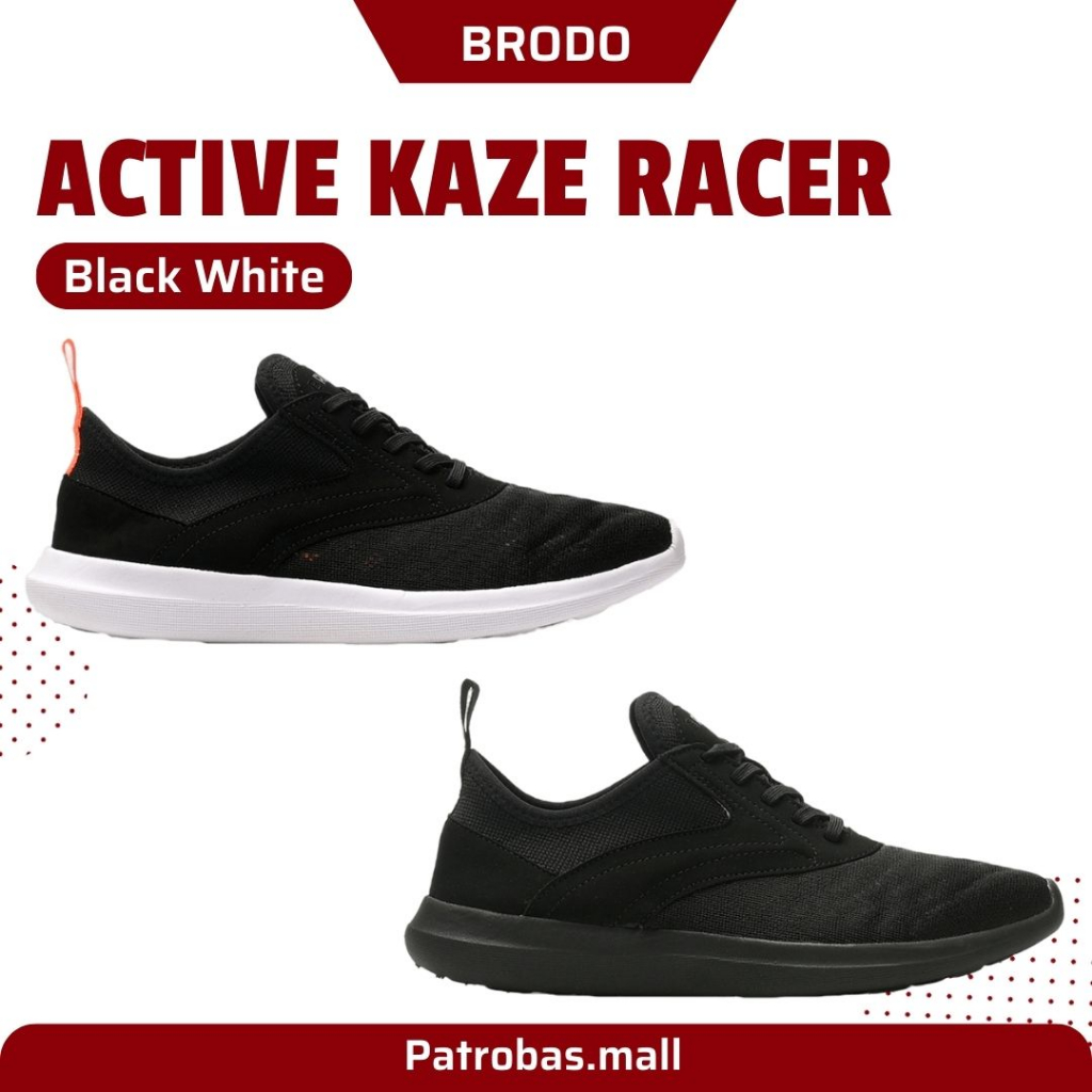 Jual BRODO Active Kaze Racer Black White Full Black Original Sepatu ...