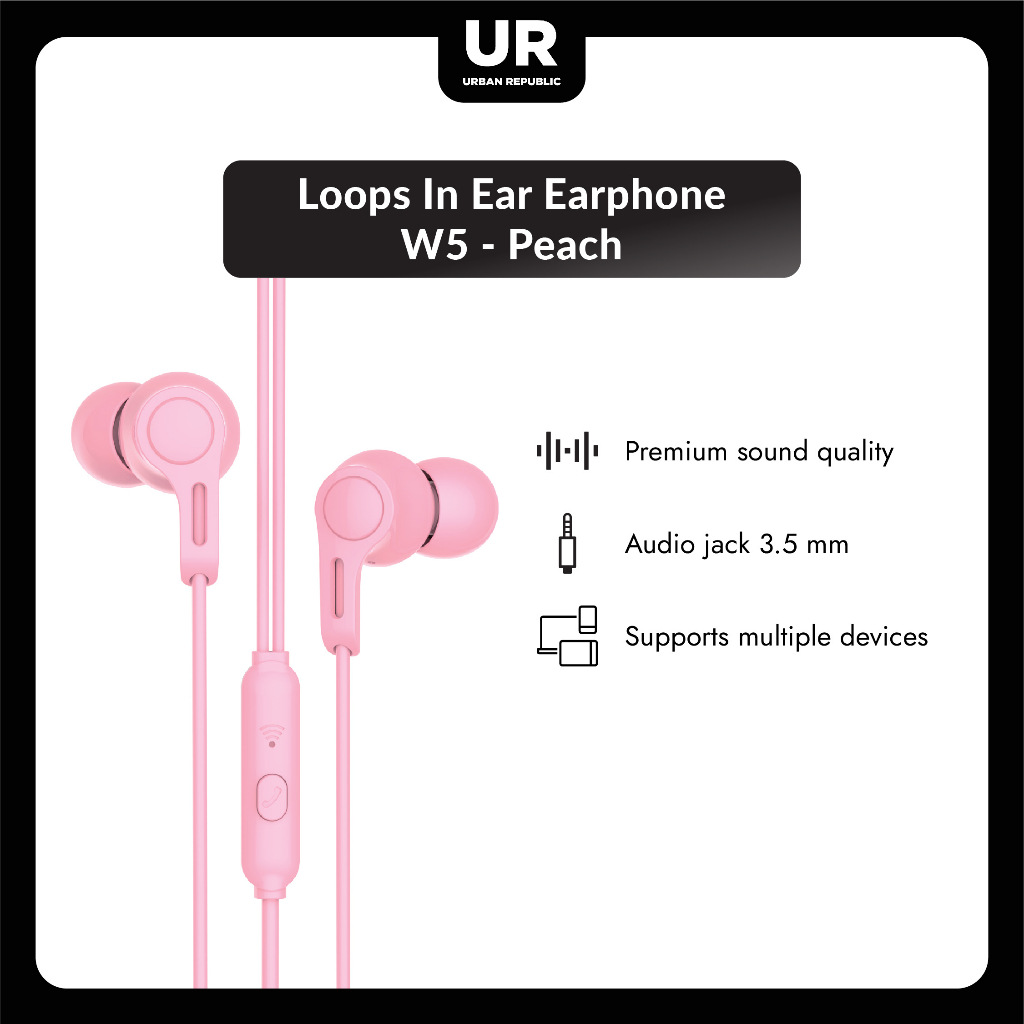 Jual Loops In Ear Earphone W5 - Peach | Shopee Indonesia