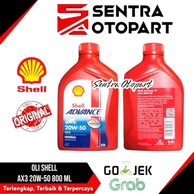 Jual Oli motor shell advance ax3 4t 20w 50 800ml 0.8l original shell ...