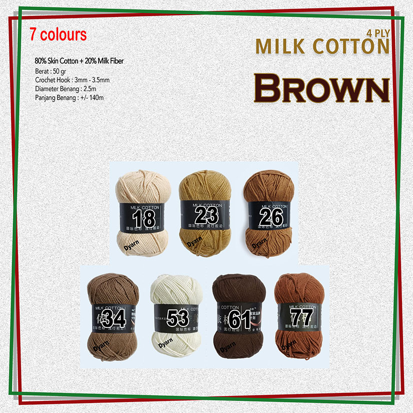 Jual BENANG RAJUT KATUN SUSU 4PLY IMPOR (MCP4) - COKLAT | Shopee Indonesia