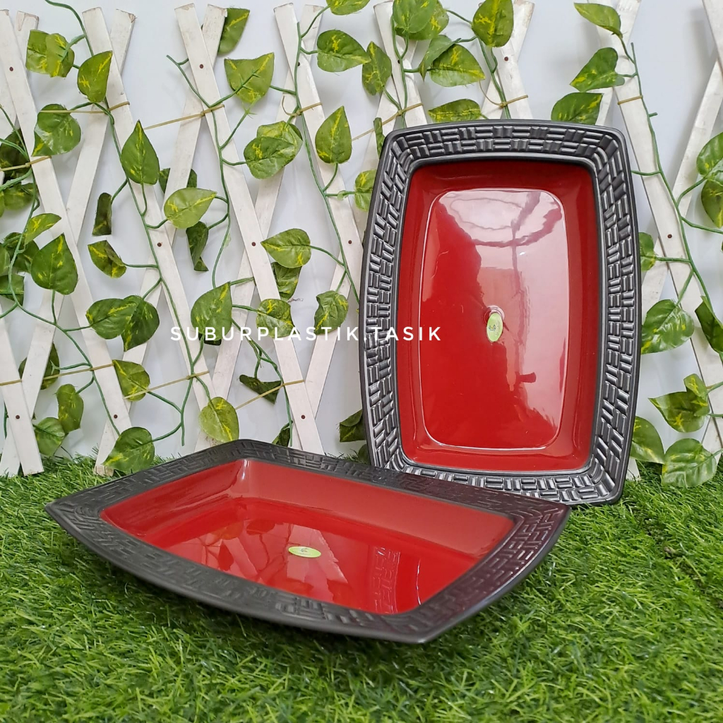 Jual [SATUAN] Lodor Cornelius | Piring Panjang Sajian Makanan Merah ...