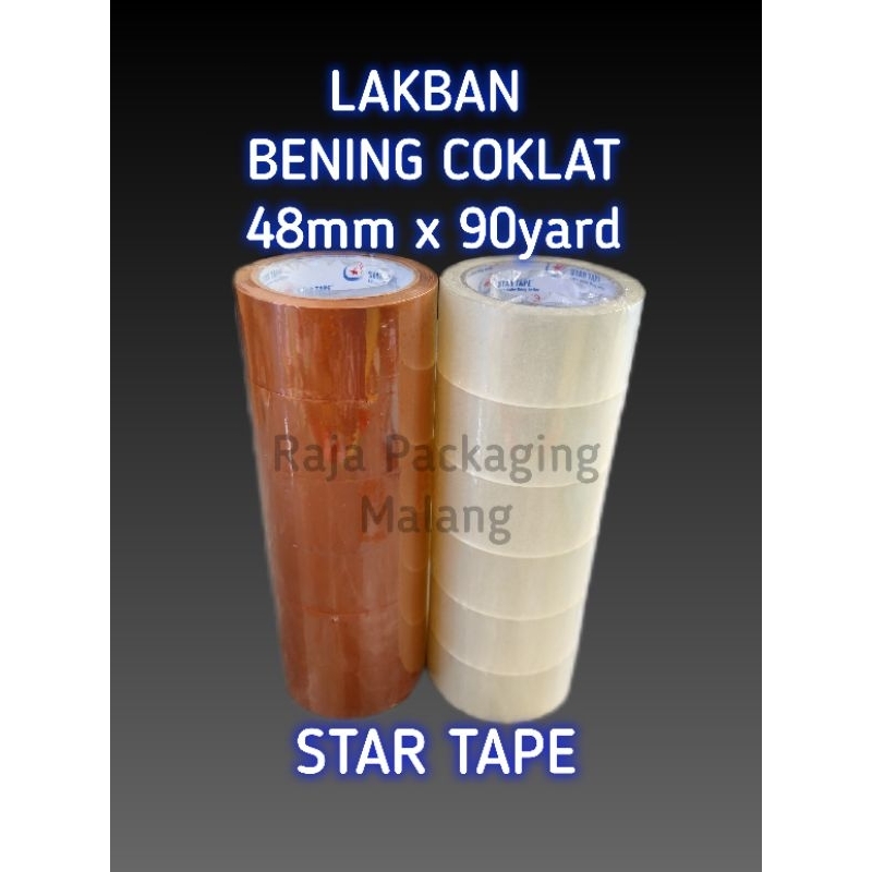 Jual Lakban Star Tape (6pcs) Bening Coklat 48mm x 100yard Murah | Shopee Indonesia