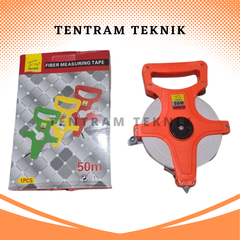Jual Meteran Fiber 50M Rush / Meteran Roll / Fiber Measuring Roll Tape ...