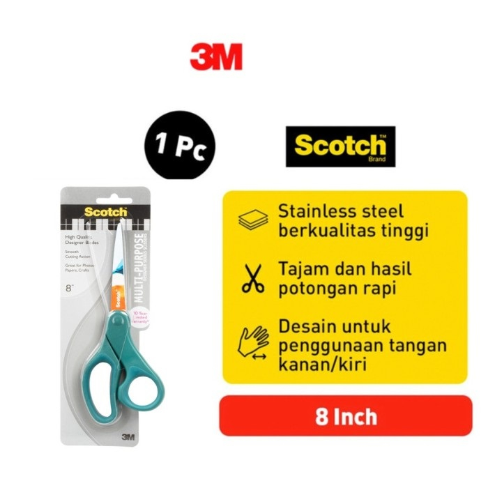 Jual MyHomey Scotch 3M Gunting Serbaguna Aman Dan Egronomis 8 Inch 1428 ...