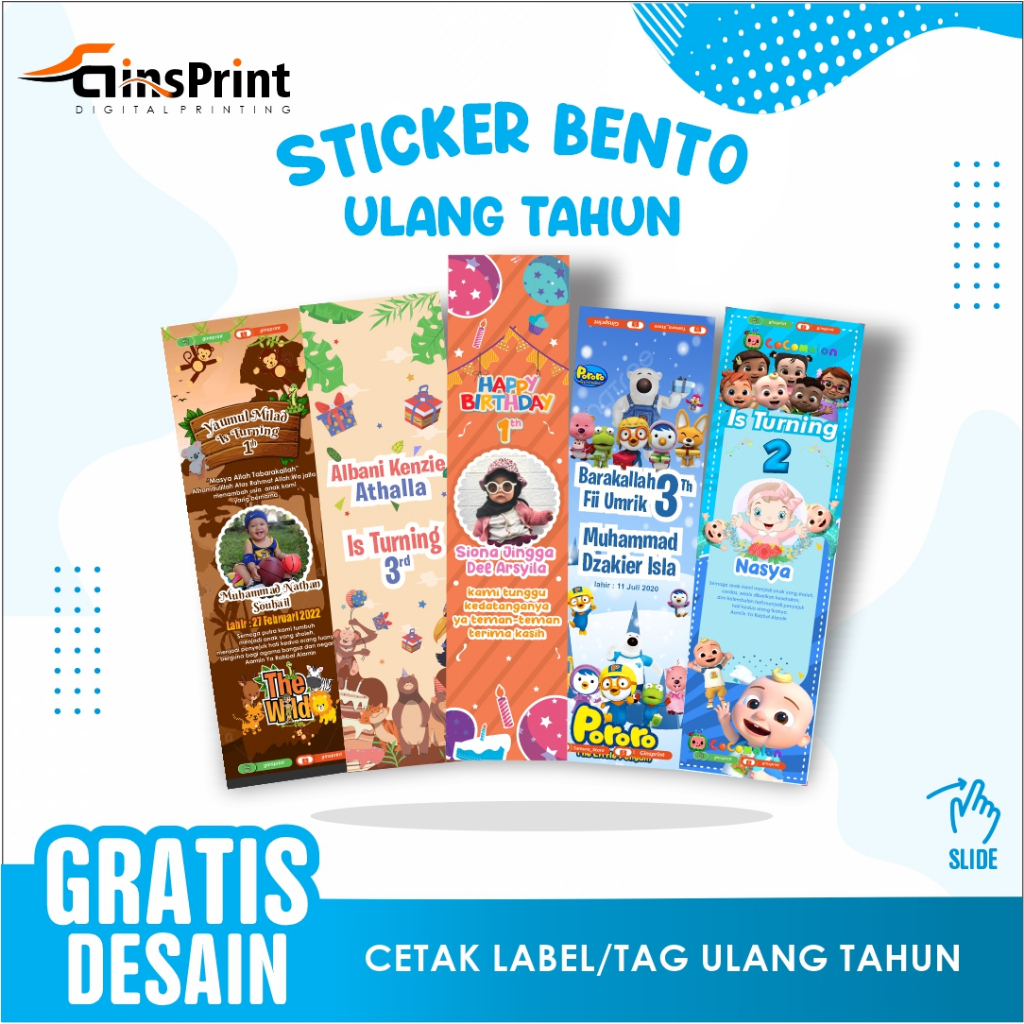 Jual Stiker bento ulang tahun/ label bento ulang tahun/custom label ...