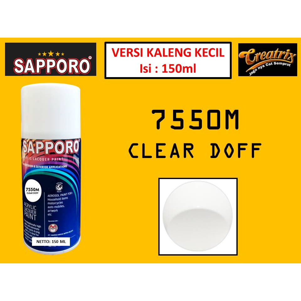 Jual Cat Semprot CLEAR DOFF 7550M Bening Sapporo Spray Pylox/150ml ...