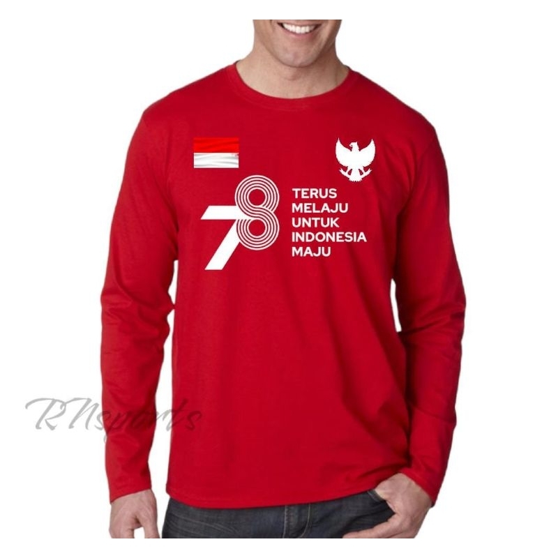 Jual KAOS HUT RI KE 78 TAHUN TERUS MELAJU UNTUK INDONESIA MAJU LENGAN PANJANG // KAOS DISTRO ...