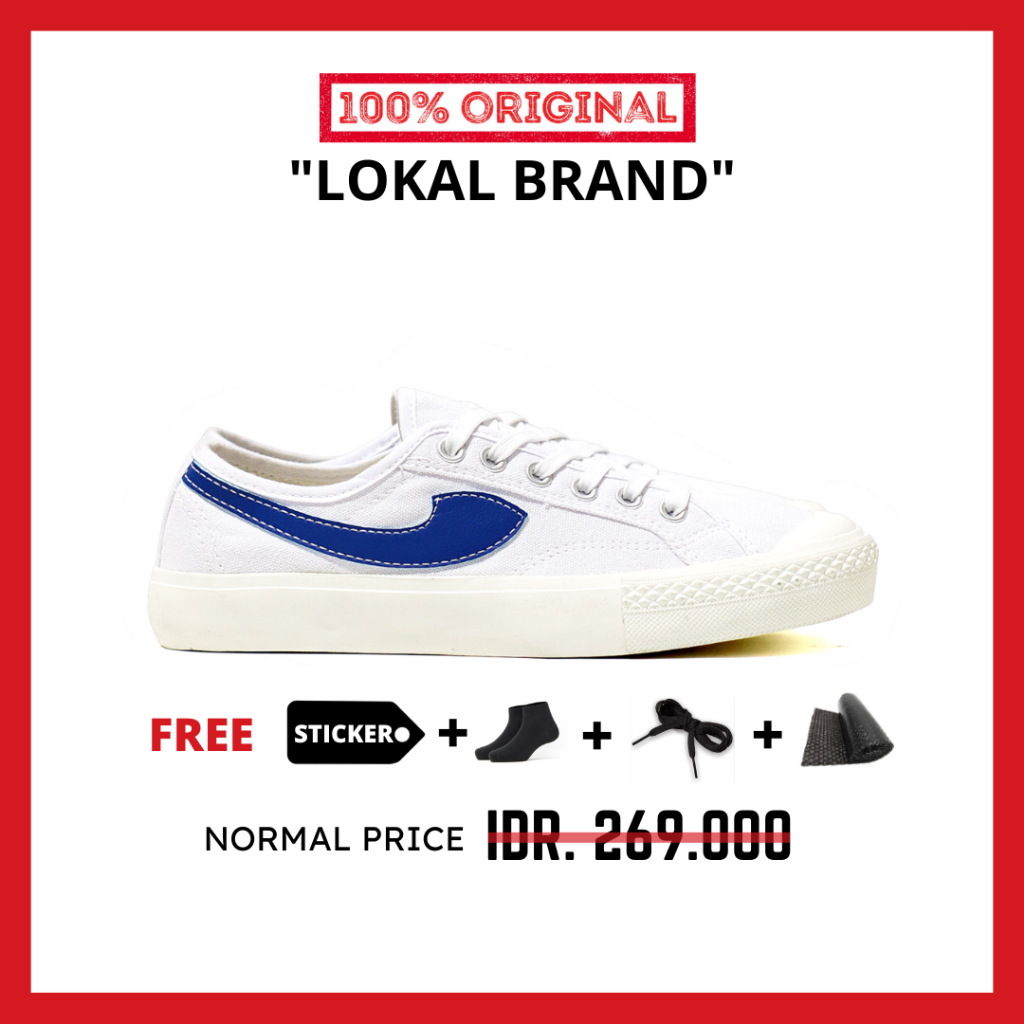Jual ORIGINAL - Sepatu Brand Lokal Kasual Pria Wanita No Brand White ...