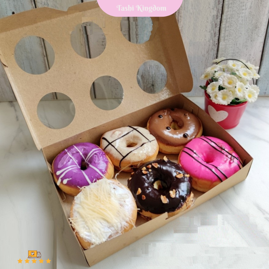 Jual Box donat isi 6 / dus donat kotak mika kardus donat kotak karton ...