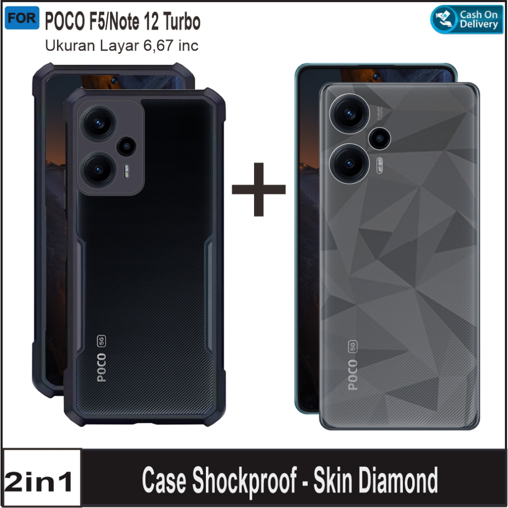 Jual Paket 2in1 Hard Case Poco F5 5G Casing Armor Shockproof Free Skin ...