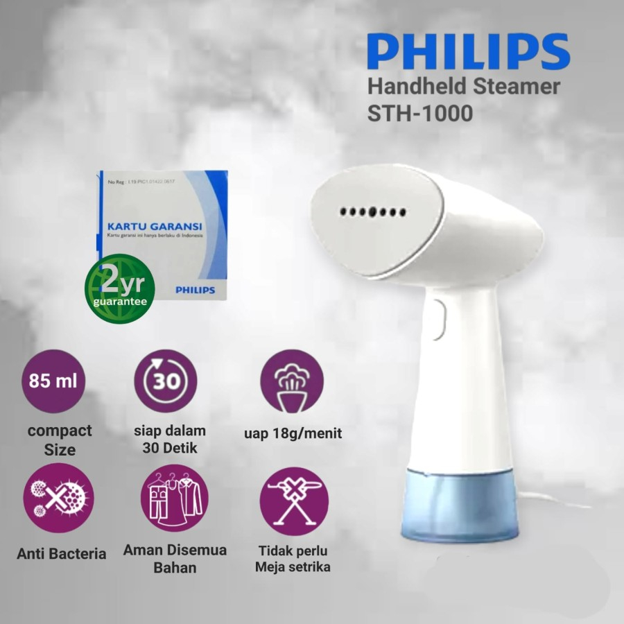 Jual PHILIPS GARMEN STEAMER HAND HELD PORTABEL STH1000 STH 1000/10 ...