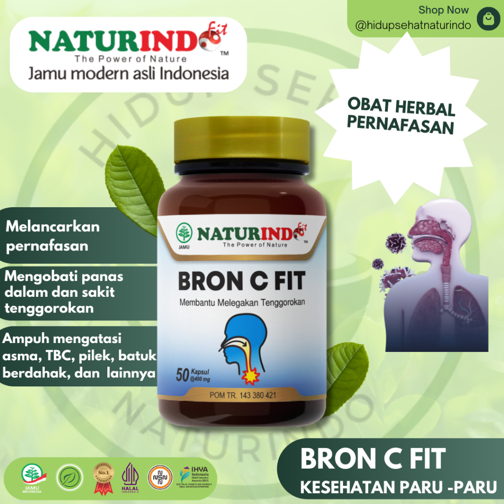 Jual Obat Herbal Batuk Tbc Asma Paru Paru Sesak Napas Bron C Fit Naturindo Shopee Indonesia