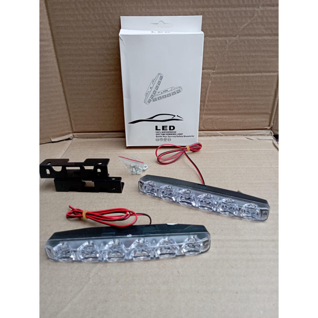 Jual Lampu LED DRL Mobil UNIVERSAL 6 LED 6 Mata 6 Titik Putih Lampu led ...