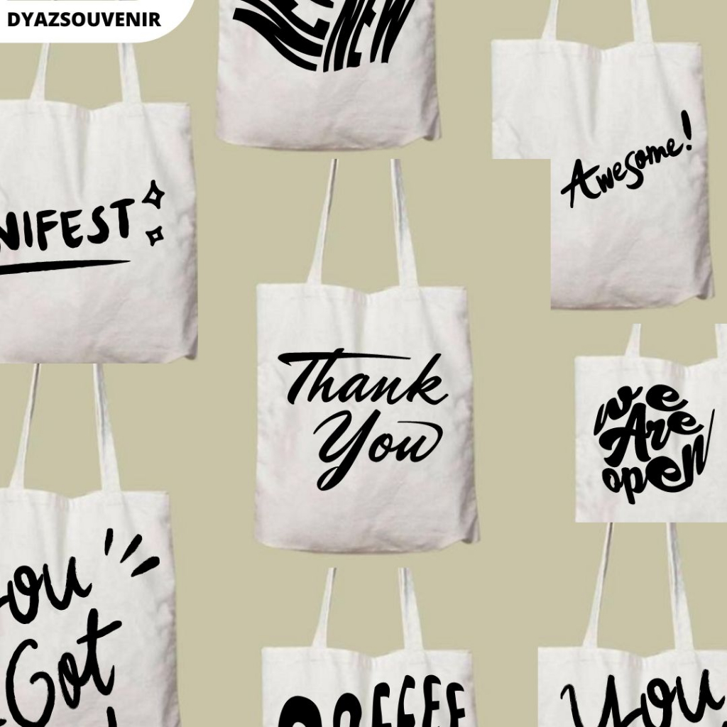Jual EXCLUSIVE PREMIUM BAG THANK YOU TAS TOTEBAG BLACU SABLON TULISAN ...