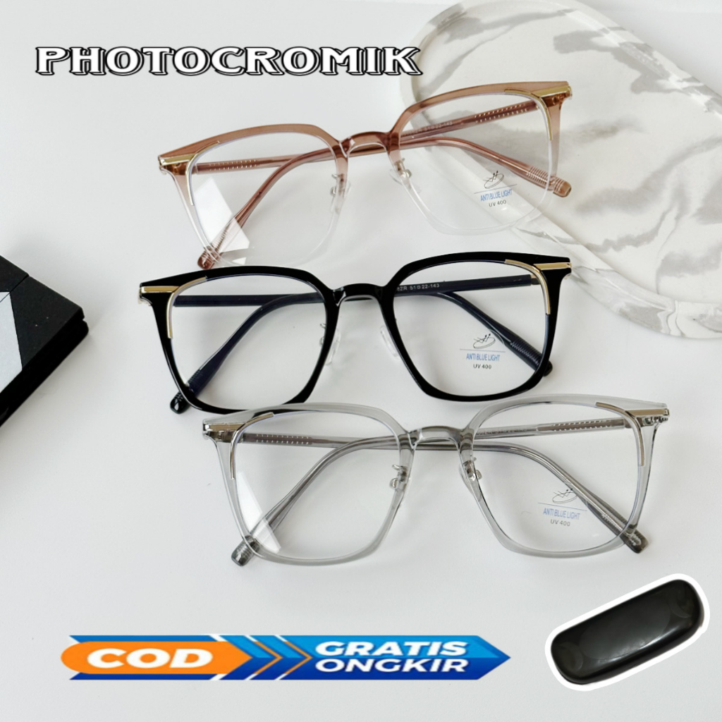 Jual Kacamata Kotak Terbaru Wanita Pria Combinasi Warna Lensa ...