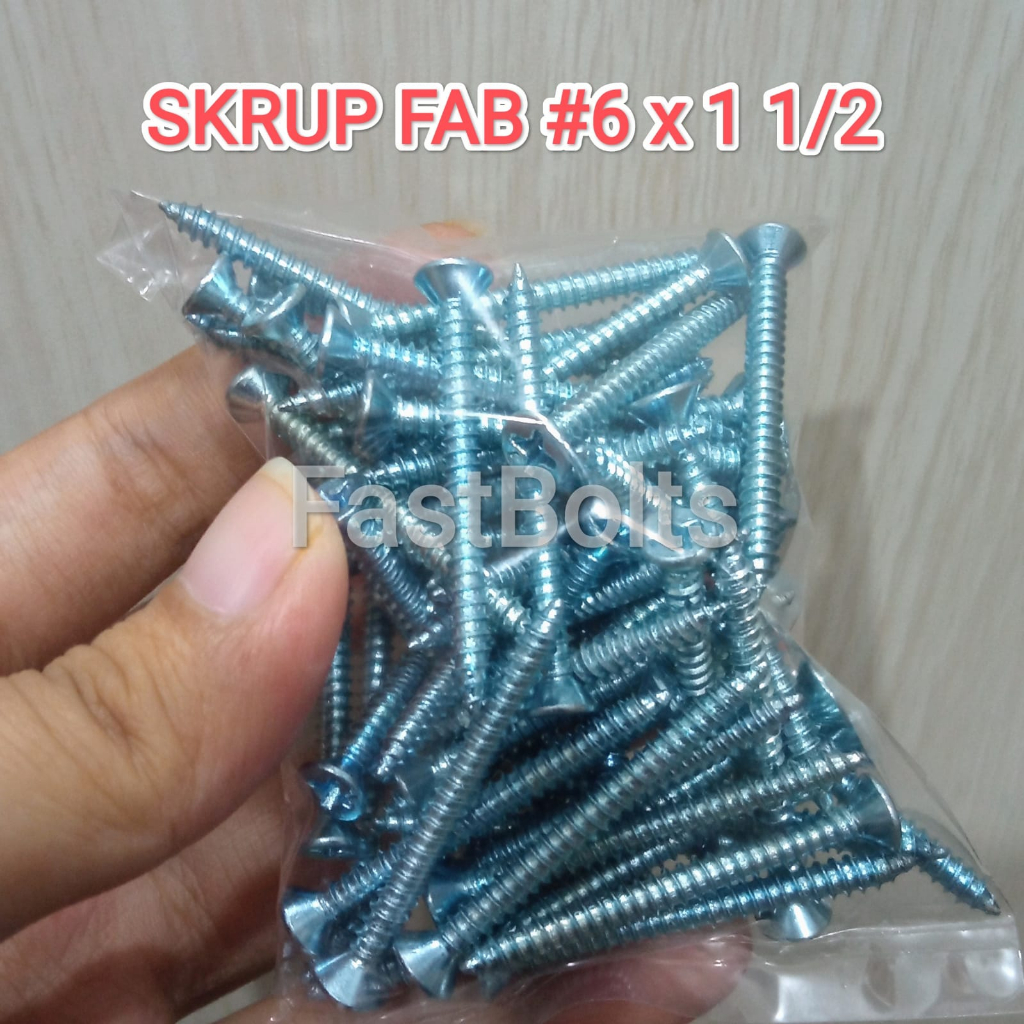 Jual BAUT SKRUP SEKRUP PAB FAB 6 x 1 1/2 isi 100pcs | Shopee Indonesia