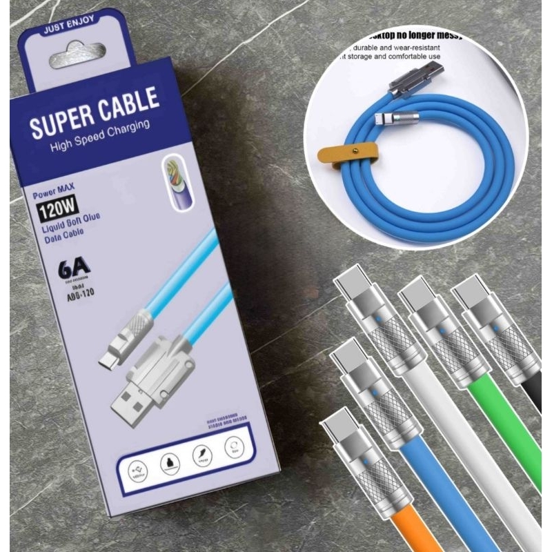 Jual kabel charger 6A 120watt tipe micro tipe C tipe iphone | Shopee ...