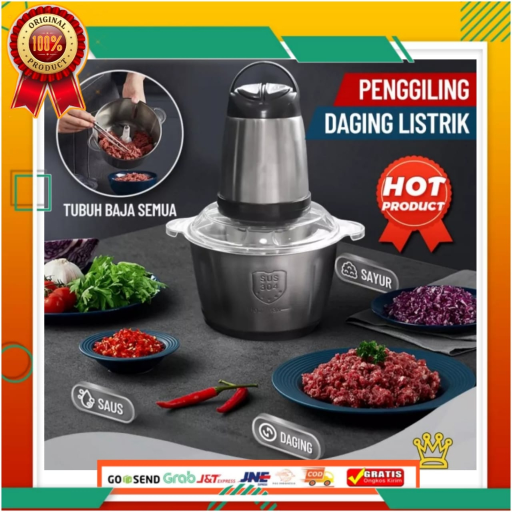 Jual BLENDER PENGGILING DAGING CHOPPER 2L STAINLESS BESI FOOD GRADE ...