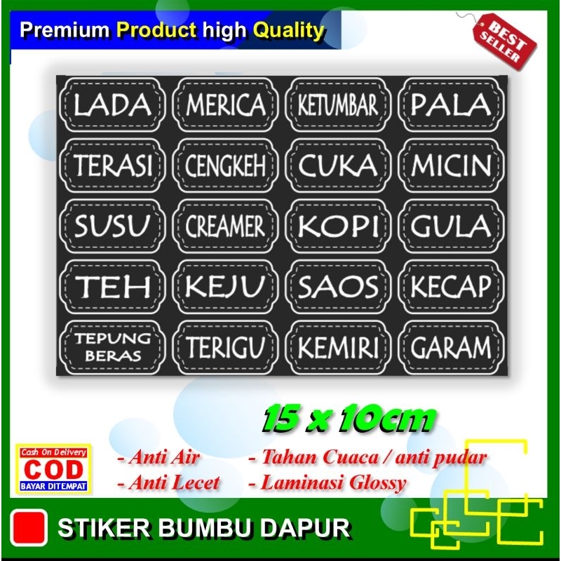 Jual Stiker new bumbu dapur sticker ketertiban alat alat dapur masak ...