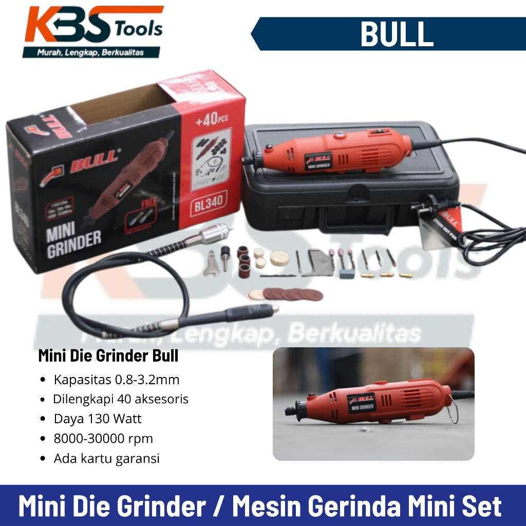 Jual Mini Die Grinder / Mesin Ukir Gerinda Mini Set Box BULL BL340 3mm ...