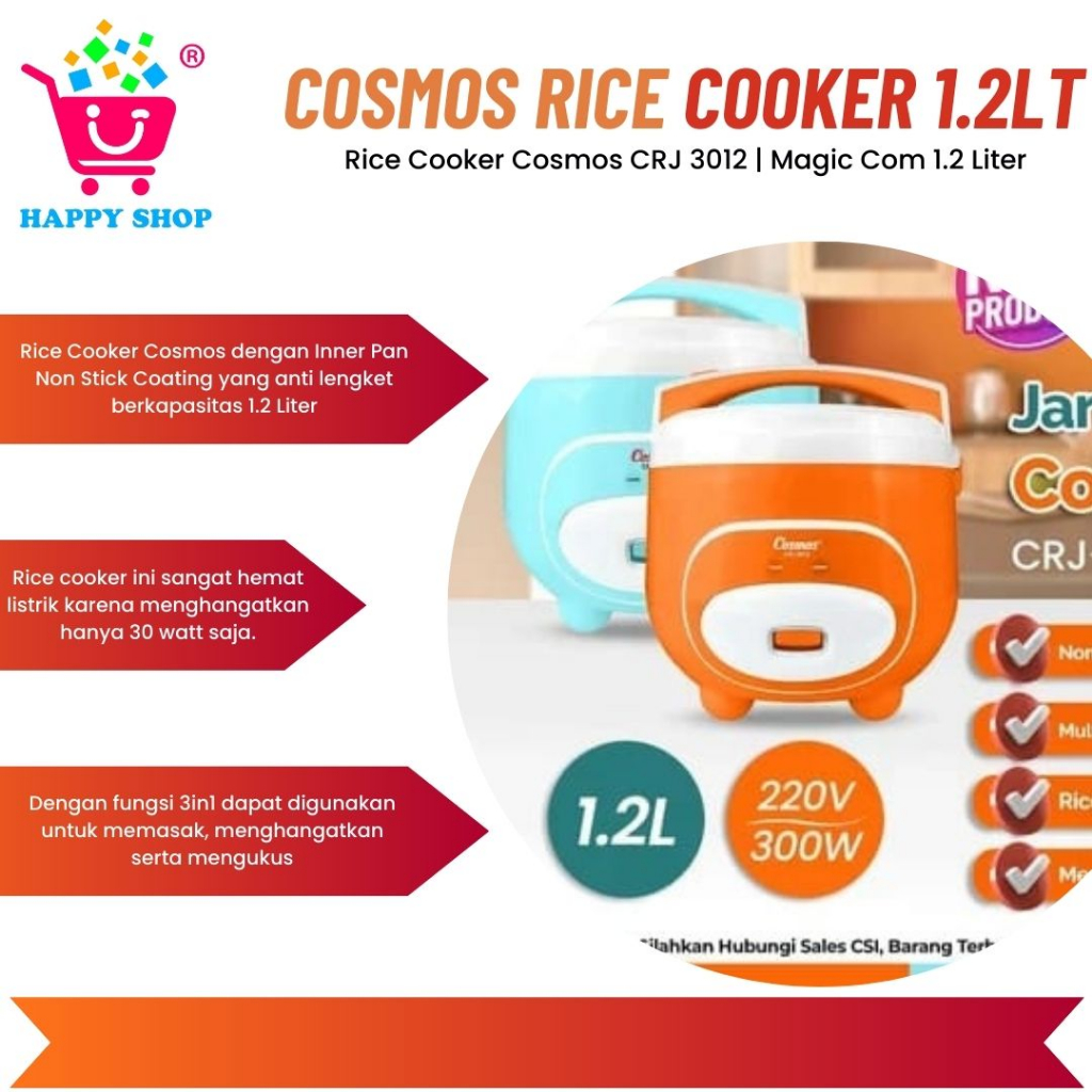 Jual Cosmos Magic Com Rice Cooker Jar Warmer Cooker 1.2 L CRJ 3012 ...