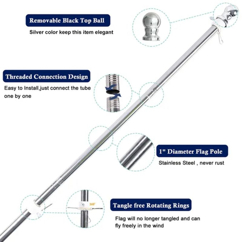 Jual Tiang Bendera Bahan Stainless Steel Ukuran 1,8M Flagpole Bracket ...