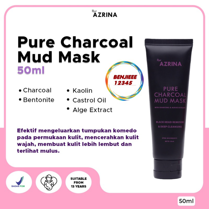 Jual Azrina Pure Charcoal Mud Mask 50ml AZRINA masker wajah azrina ...
