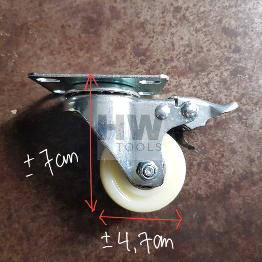 Jual Roda Nylon Gepeng 2 Inch Brake Roda Nilon Rem 2" Trolley Etalase ...