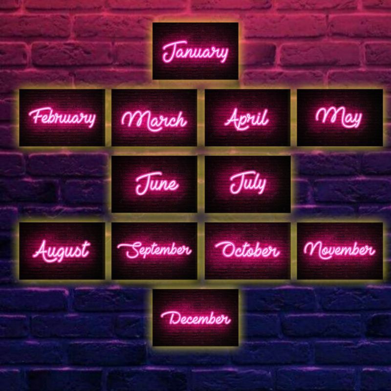 Jual Poster Frame Hiasan Dinding Kayu Papan Mdf Desain Neon Birth Month ...